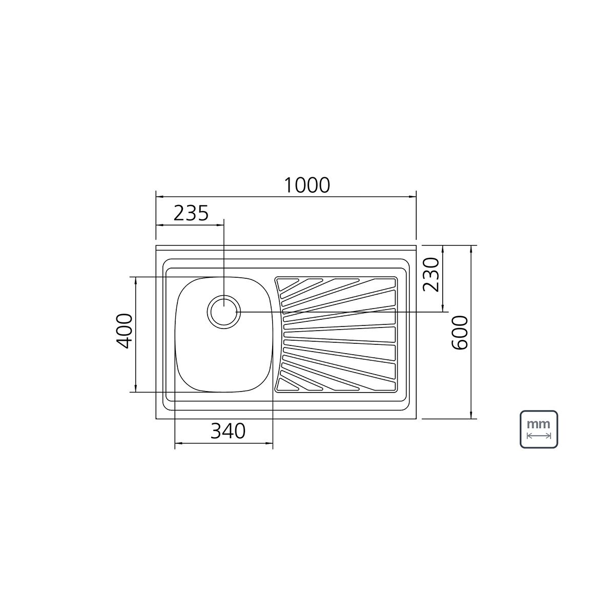 Bacha Stella 1C 34 EX Plus Tramontina de Acero Inoxidable con Válvula 4 ...