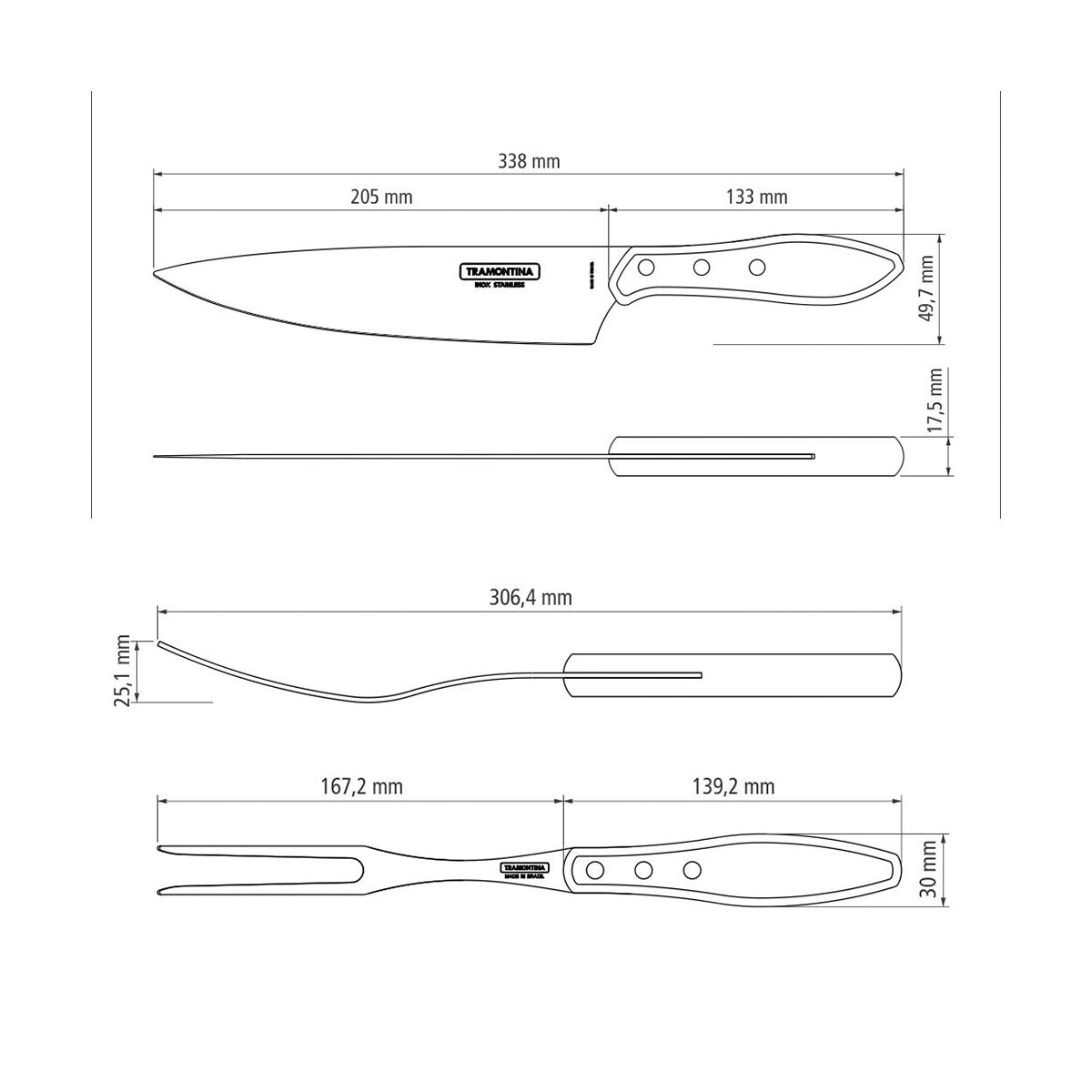 Juego Trinchante para Asado Polywood de Acero Inox. 2 Pzas